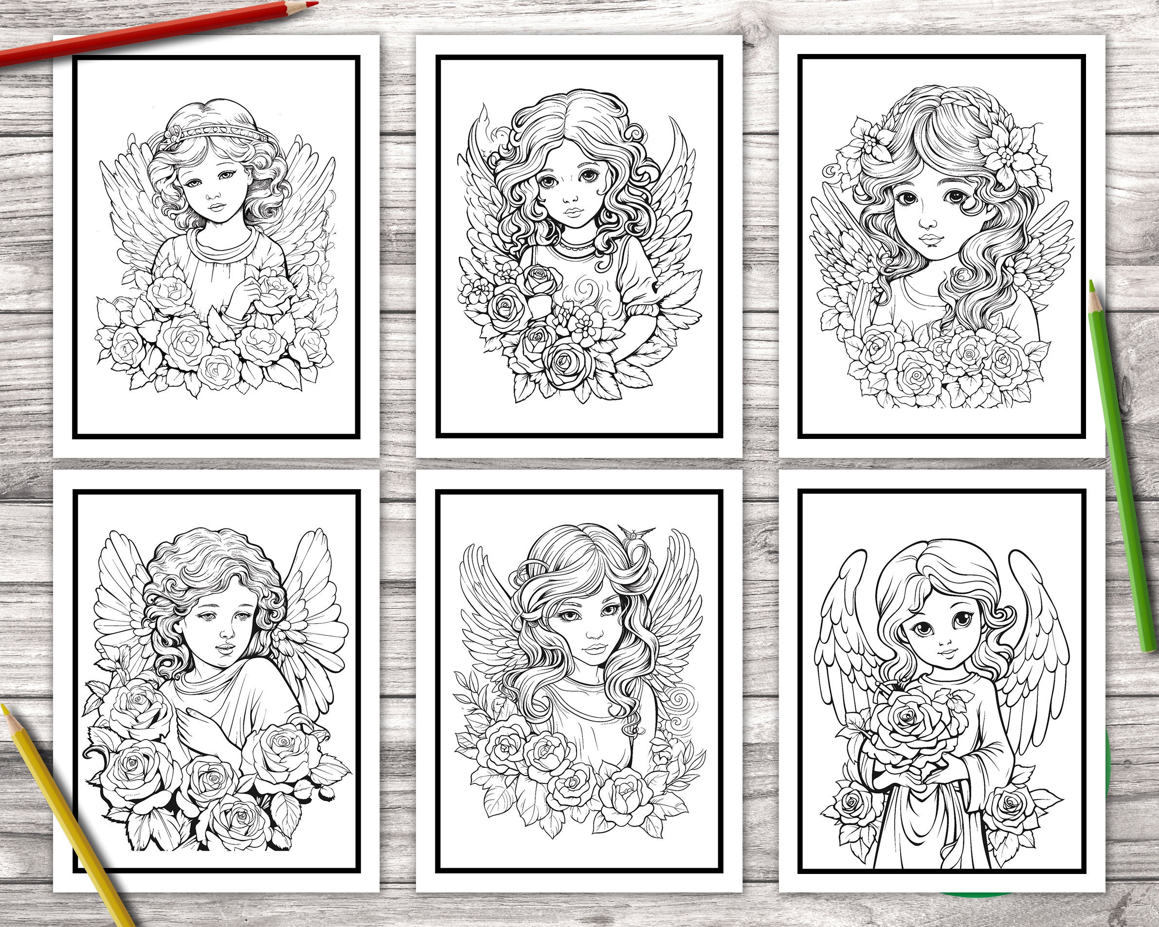 50 Angel Coloring Book for Kids and Adults Baby Angel Coloring Book ...