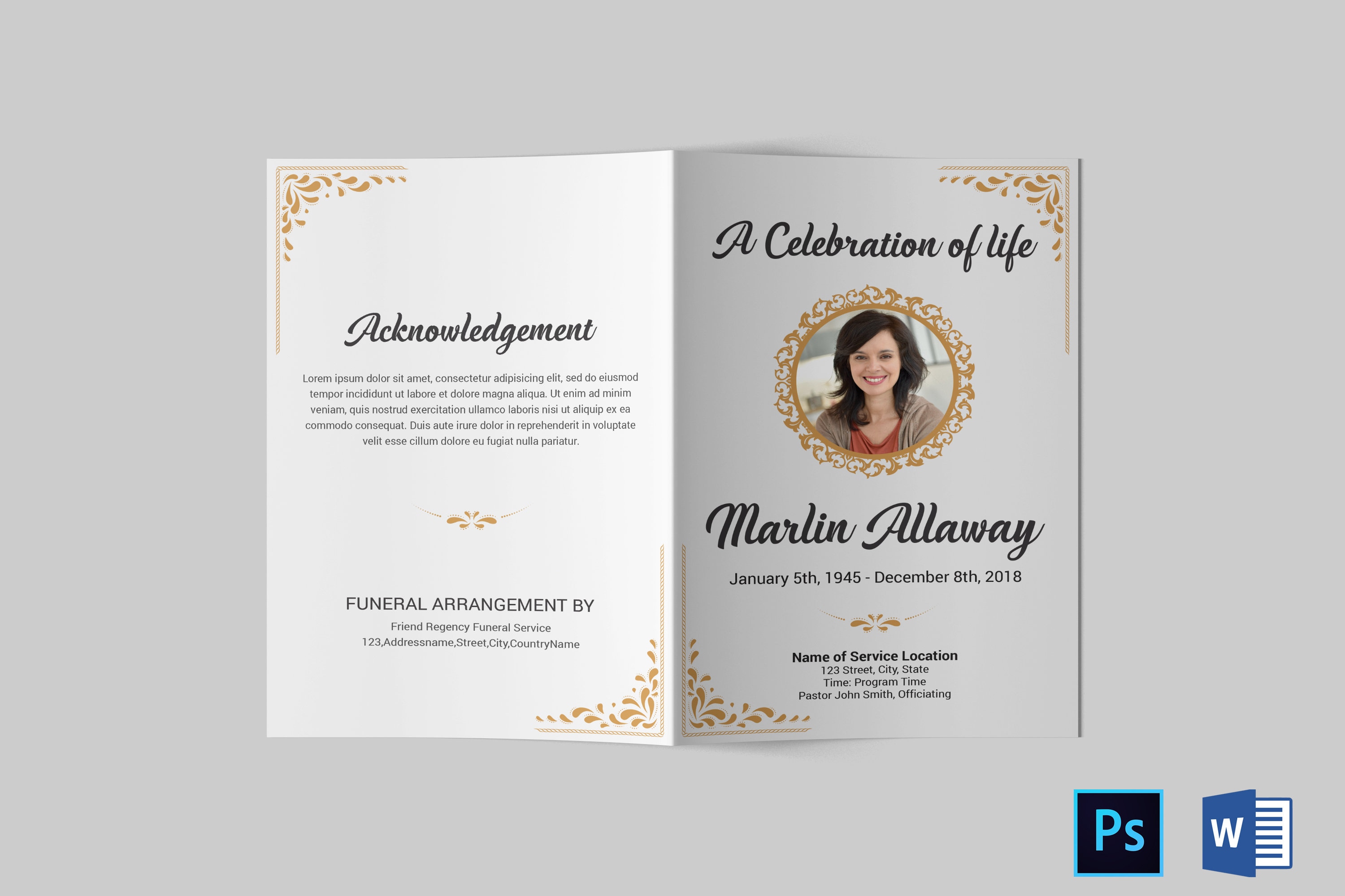 Modèle de programme funéraires Funérailles programme modèle Word ...