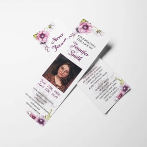 Floral Funeral Bookmark | Memorial Bookmark | Funeral Keepsake ...