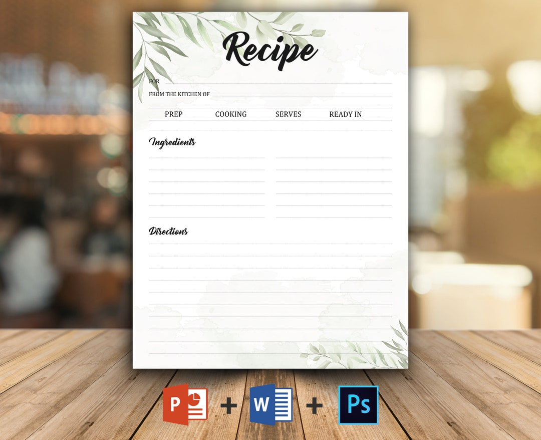 Recipe Page Printable Recipe Pages Editable Recipe Template Recipe ...