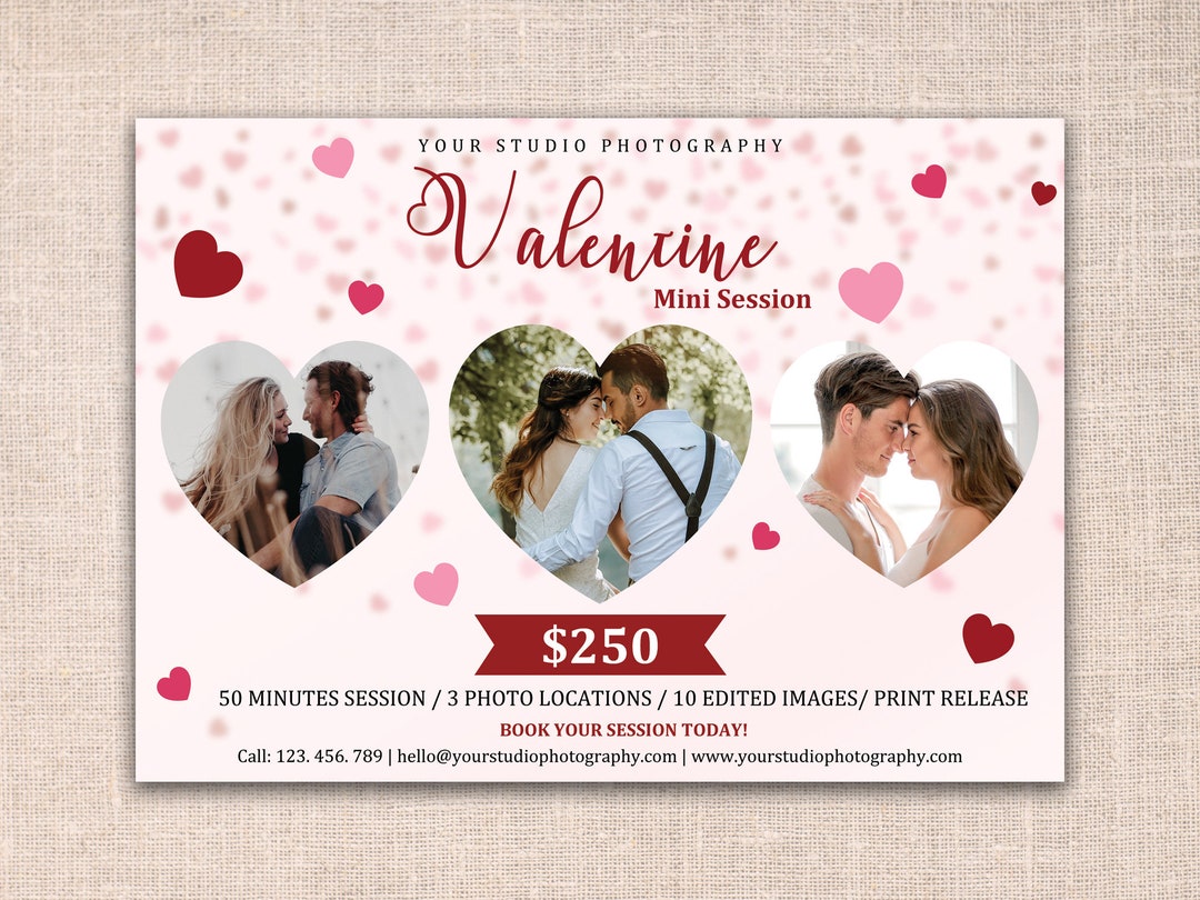 Valentines Day Mini Session Template Valentines Day Photo Card Template ...