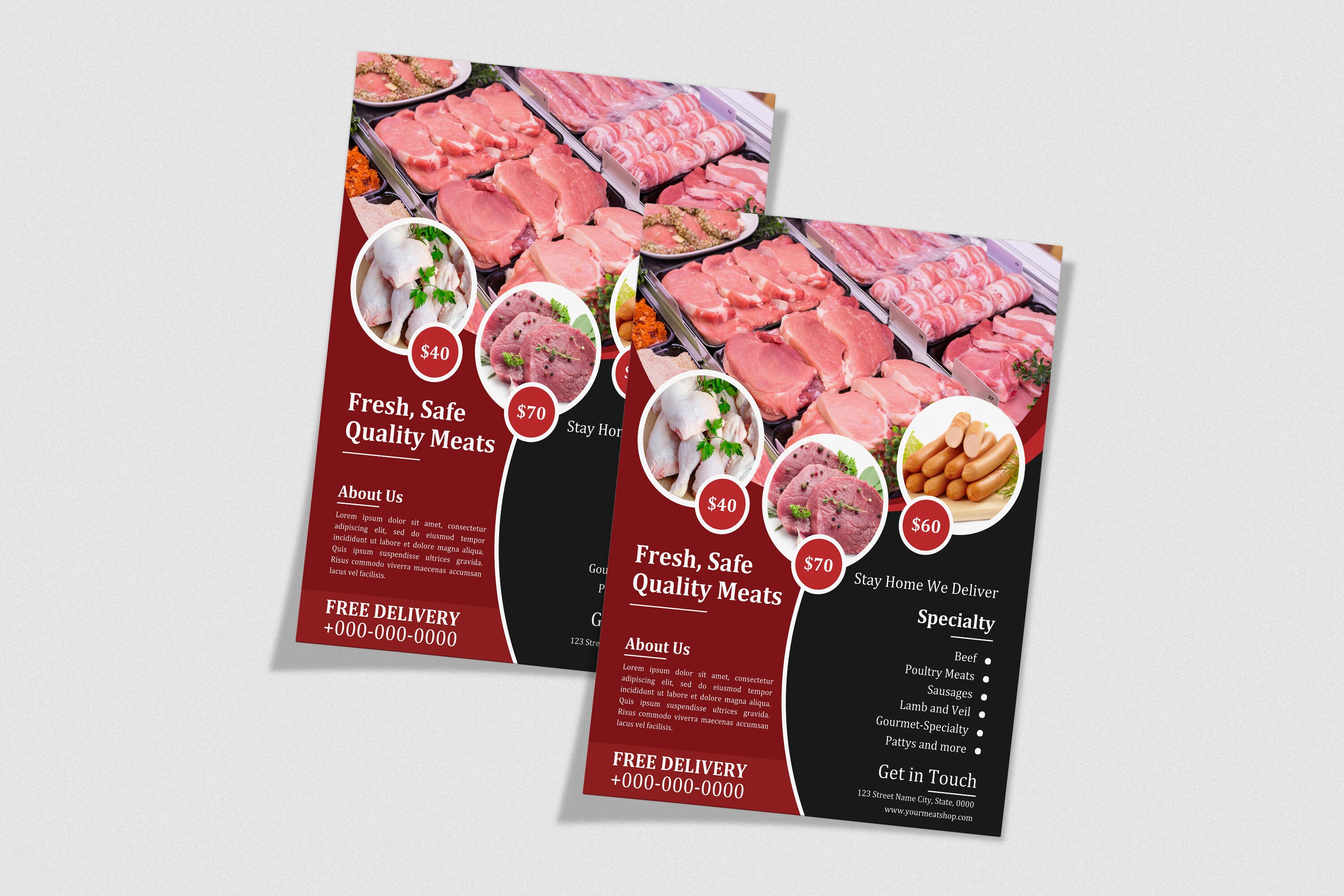 Meat Shop Flyer Template: Butcher Design (canva & Photoshop) - Etsy