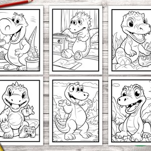 50 Cute Dinosaur Coloring Book for Kids and Adults Dinosaur Coloring ...