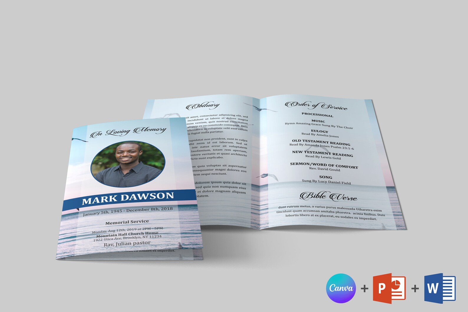 Ocean Funeral Program Template Funeral Program Template Word - Etsy