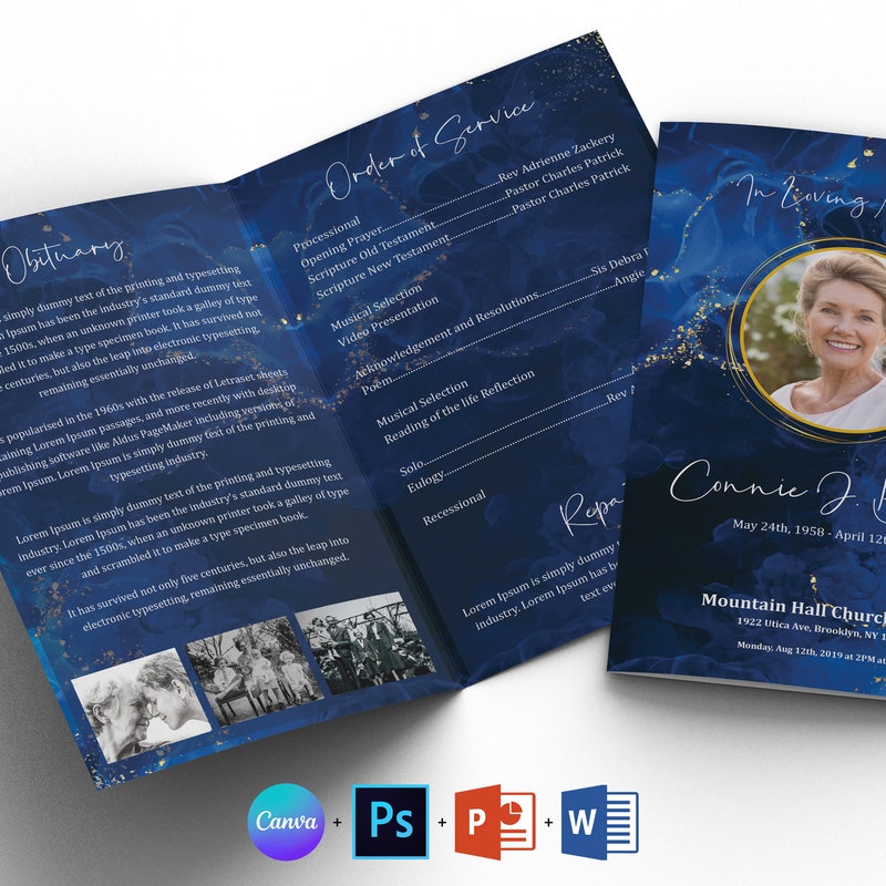 Blue Funeral Template - Etsy
