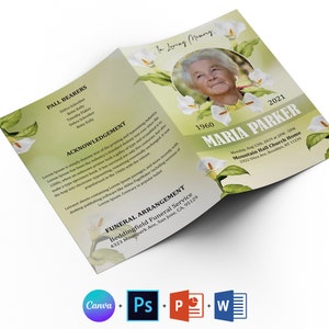 Greenery Funeral Program Template | Funeral Program Template Word ...