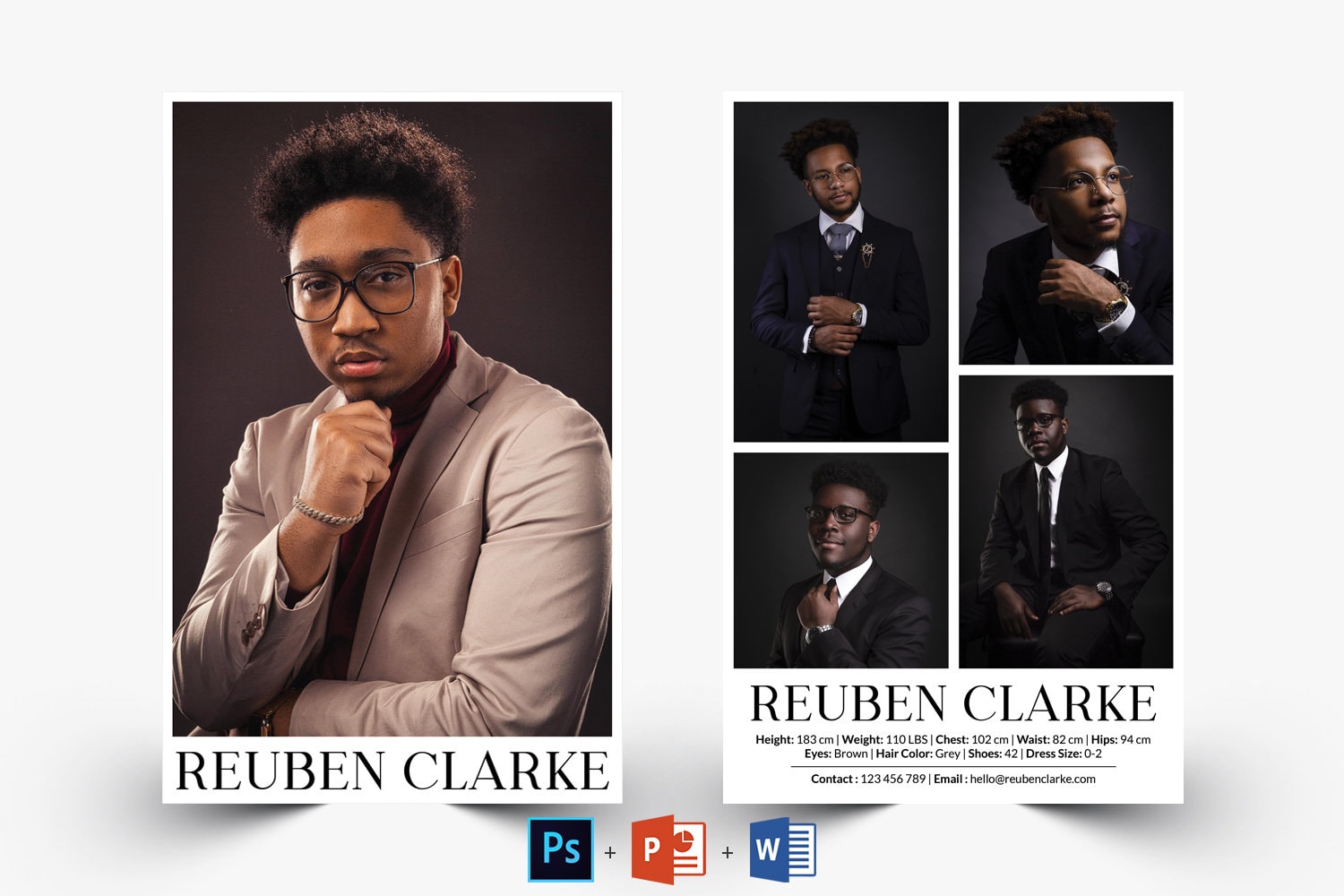 Modeling Comp Card Template Model Agency Zed Card - Etsy