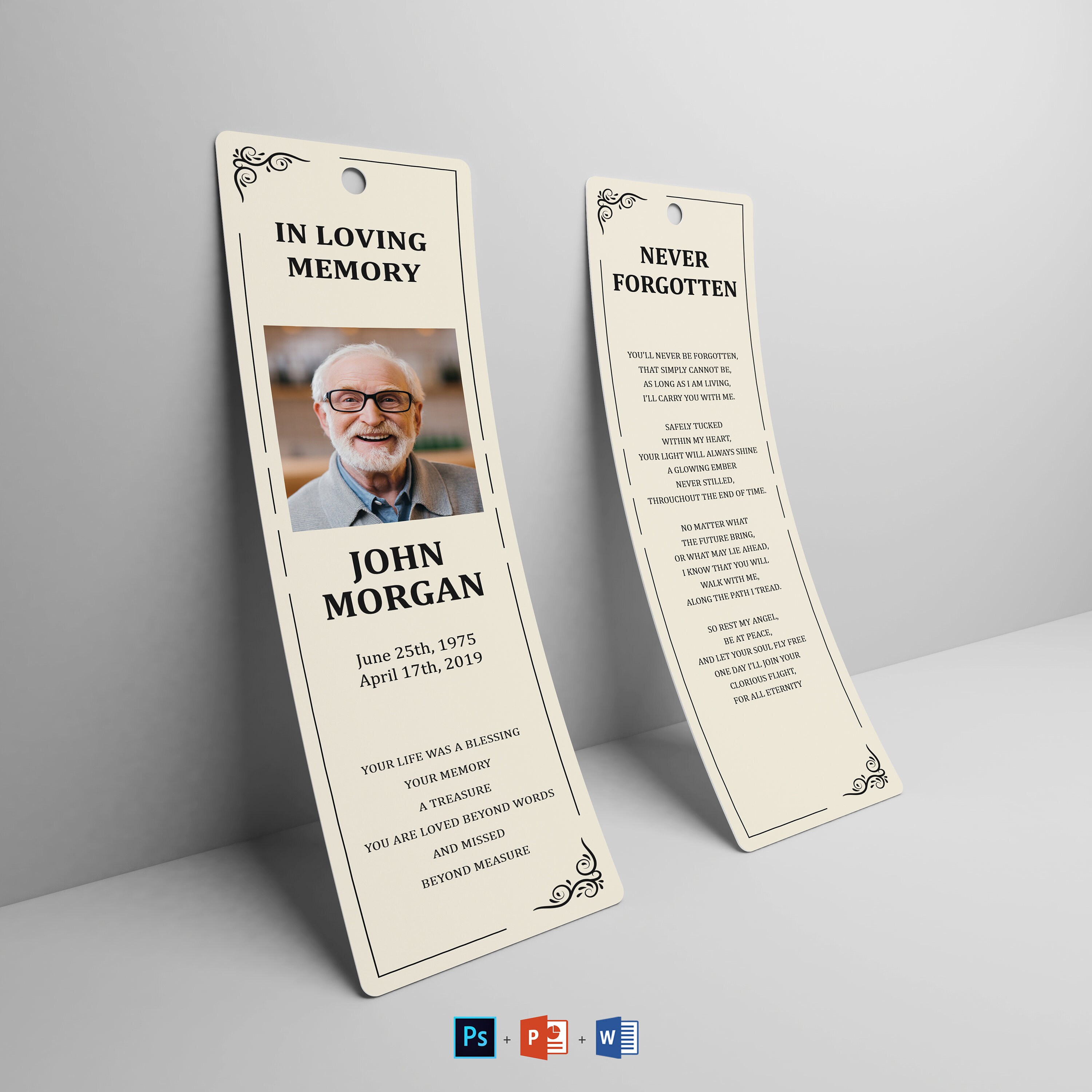 Modèle de signet funéraire Signets commémoratifs (en anglais) Garde ...