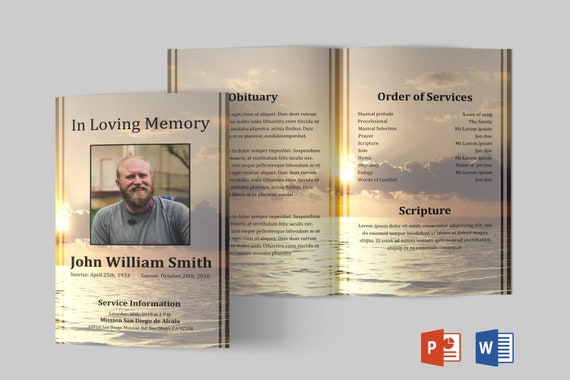 Sunset Funeral Program Template Funeral Program Template | Etsy