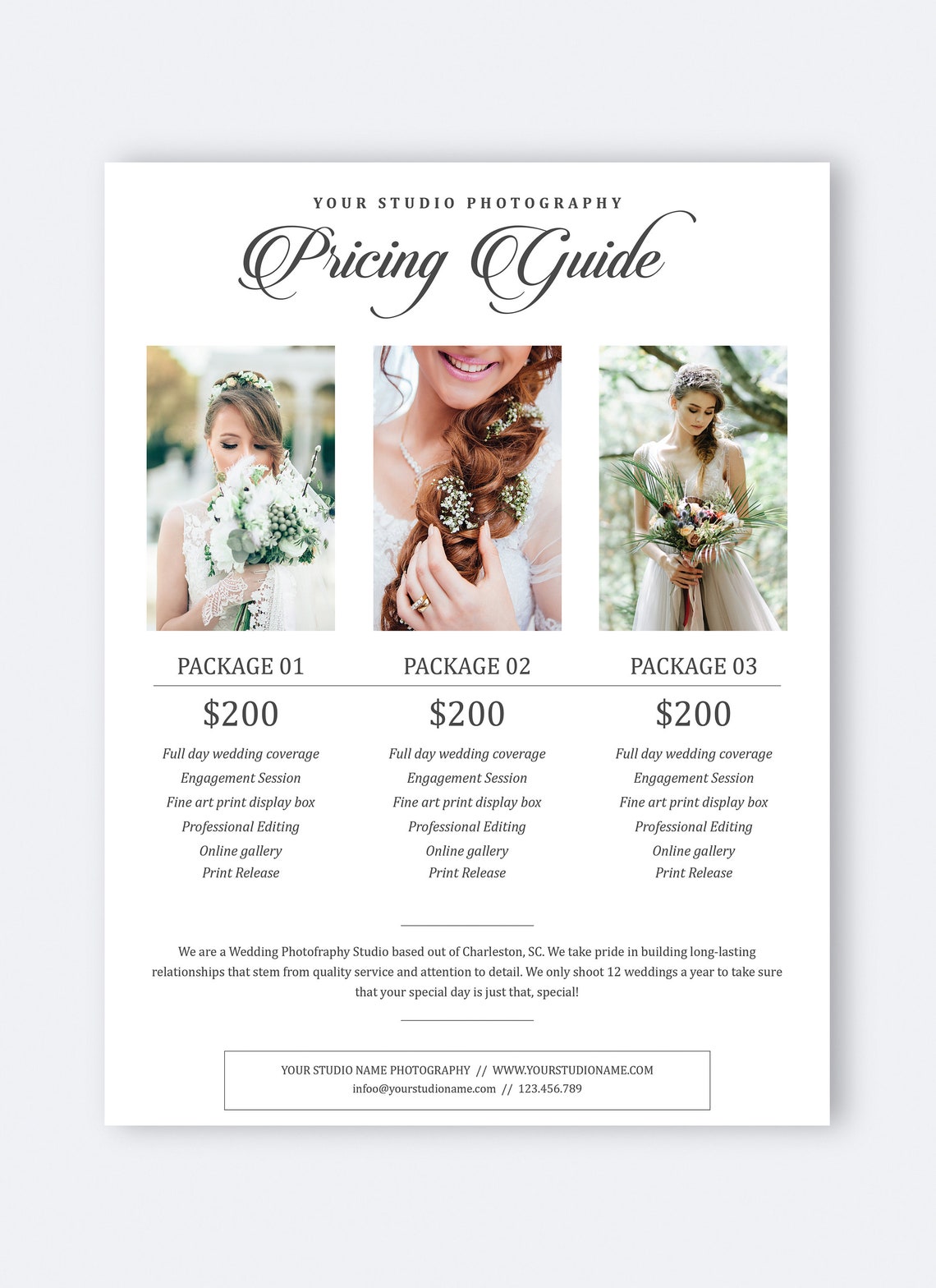 Photography Pricing Template Photography price list template | Etsy