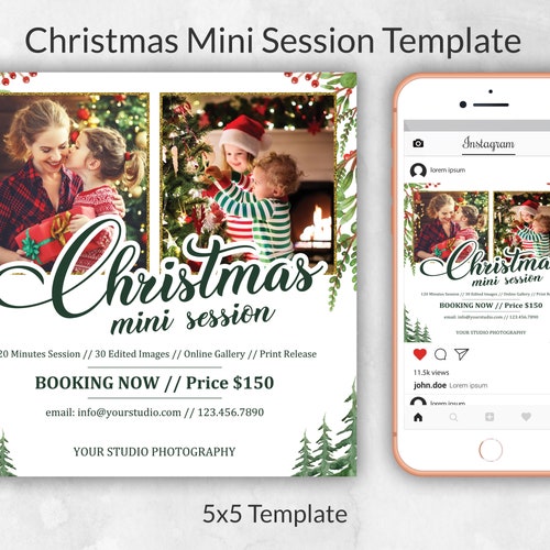 Christmas Mini Session Template Christmas Minis Holiday Mini | Etsy