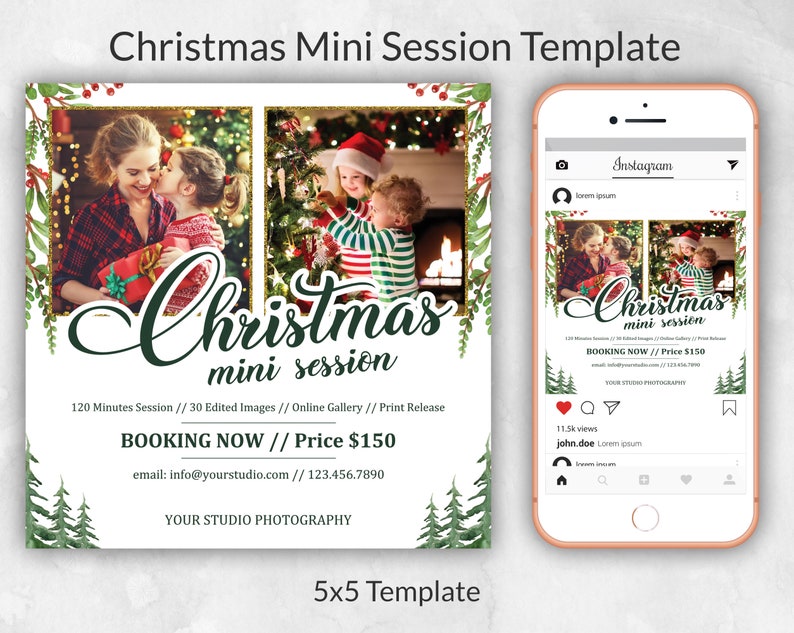 Christmas Mini Session Template Christmas Minis Flyer - Etsy