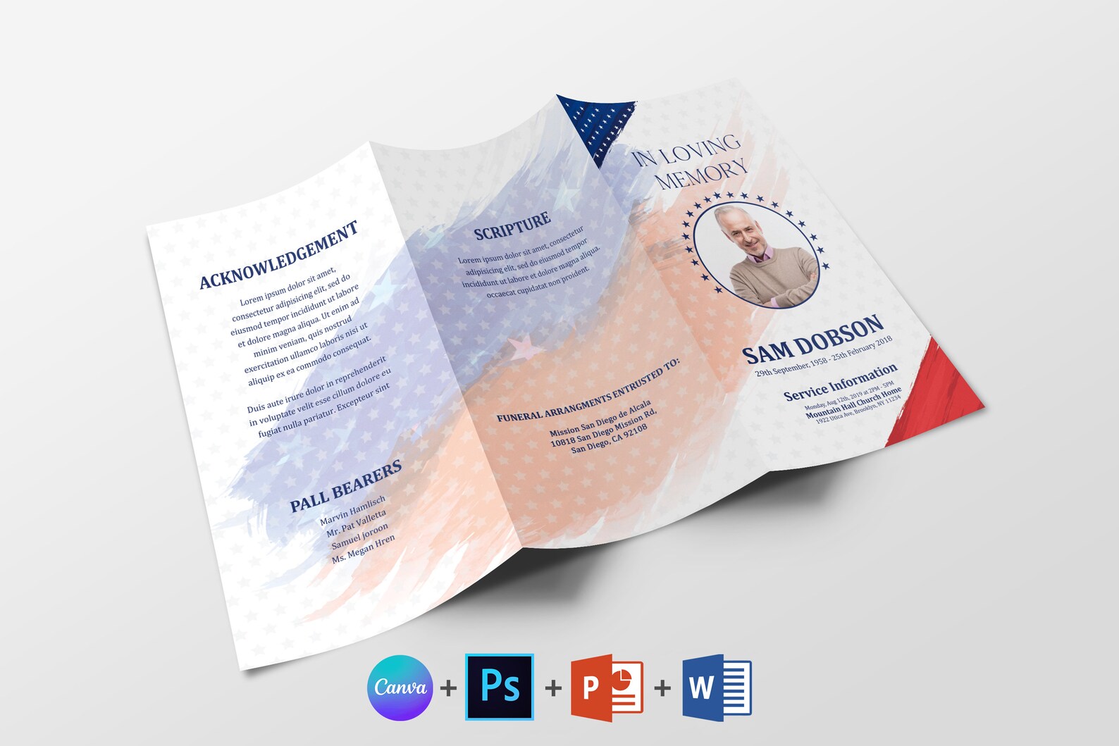 Trifold Funeral Program Template Funeral Program Template Word and ...