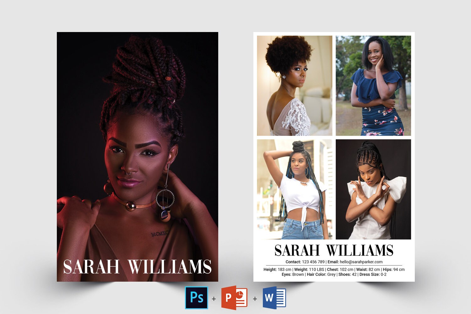 Modeling Comp Card Template Model Agency Zed Card - Etsy
