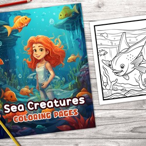 50 Cute Sea Creatures Coloring Book for Kids and Adults Sea Animal ...