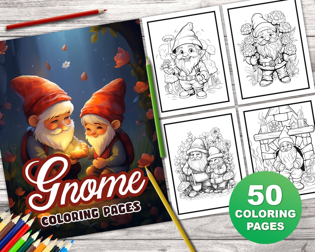 50 Gnome Coloring Book for Kids and Adults Cute Gnome Christmas ...