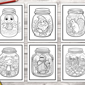 50 Life Inside Jar Coloring Book for Kids and Adults Cute Life Inside ...