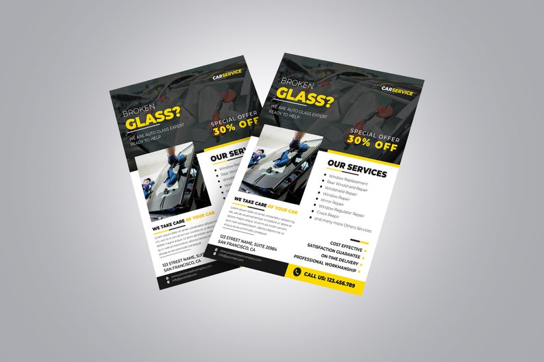 Auto Glass Service Flyer Template: Car Repair (photoshop, Canva) - Etsy