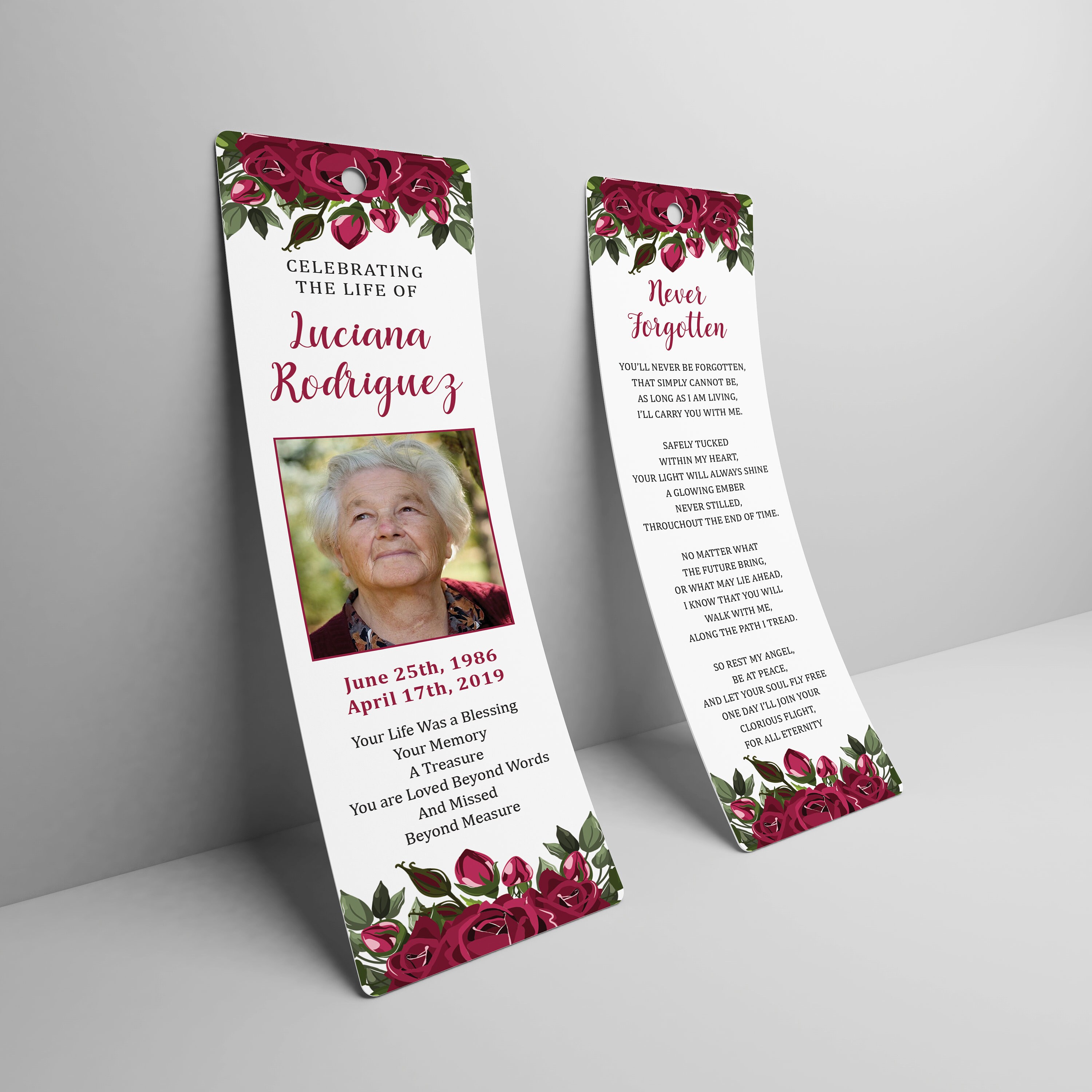 Funeral Bookmark Memorial Bookmark Funeral Keepsake - Etsy