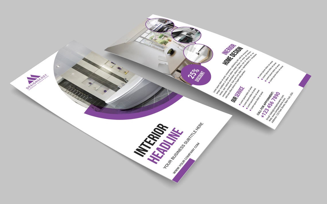 Multipurpose Rack Card Dl Flyer Interior Design Rack Card - Etsy