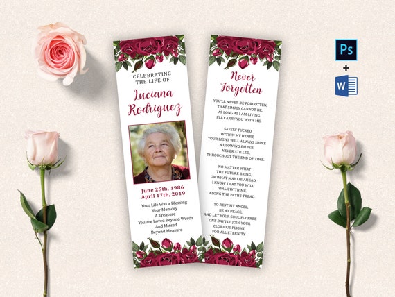 Funeral Bookmark Memorial Bookmark Funeral Keepsake - Etsy