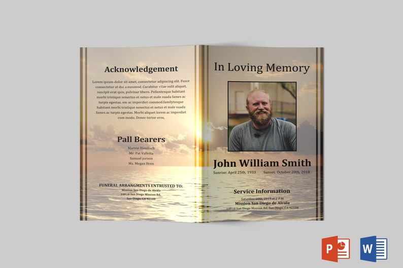 Sunset Funeral Program Template Funeral Program Template | Etsy