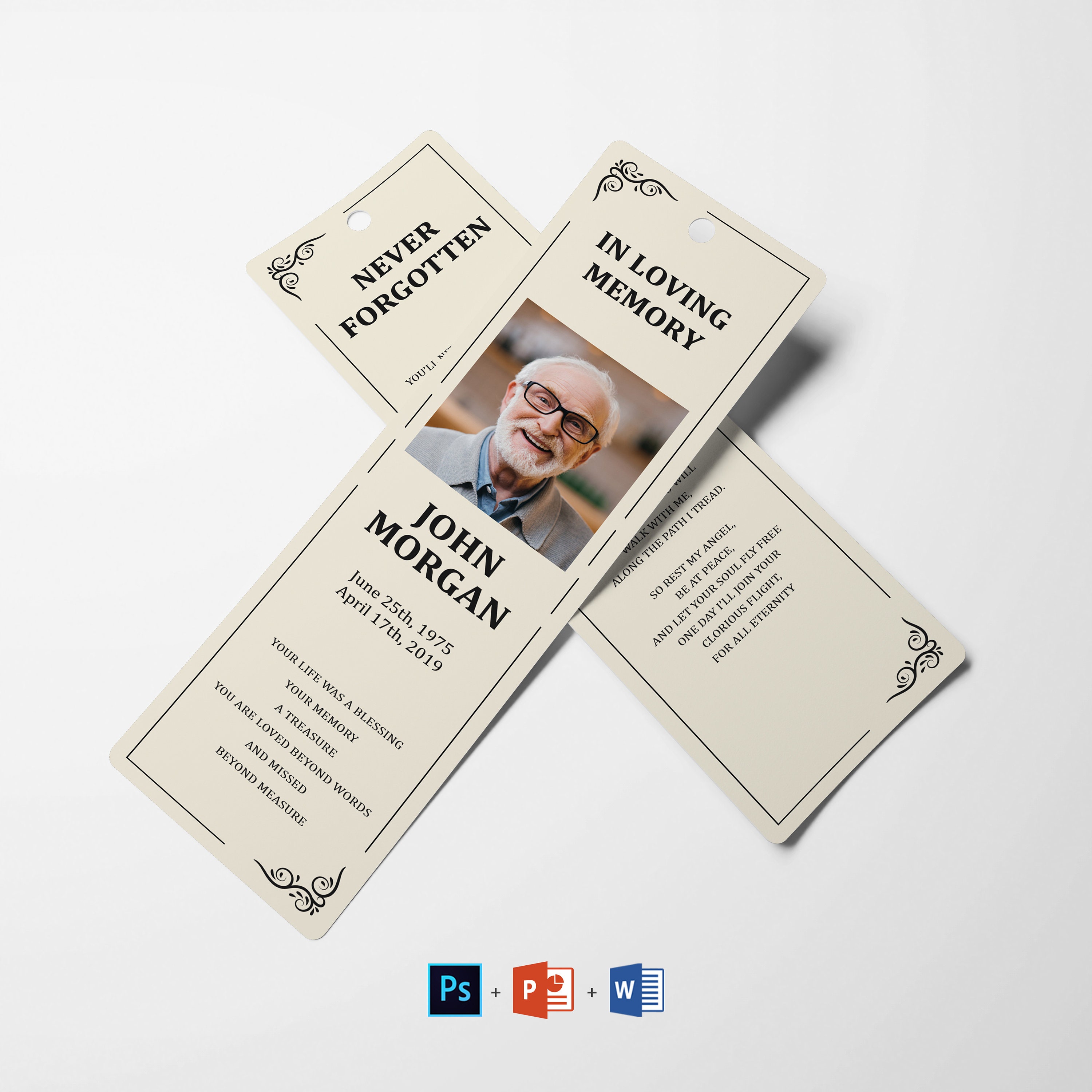 Modèle de signet funéraire Signets commémoratifs (en anglais) Garde ...