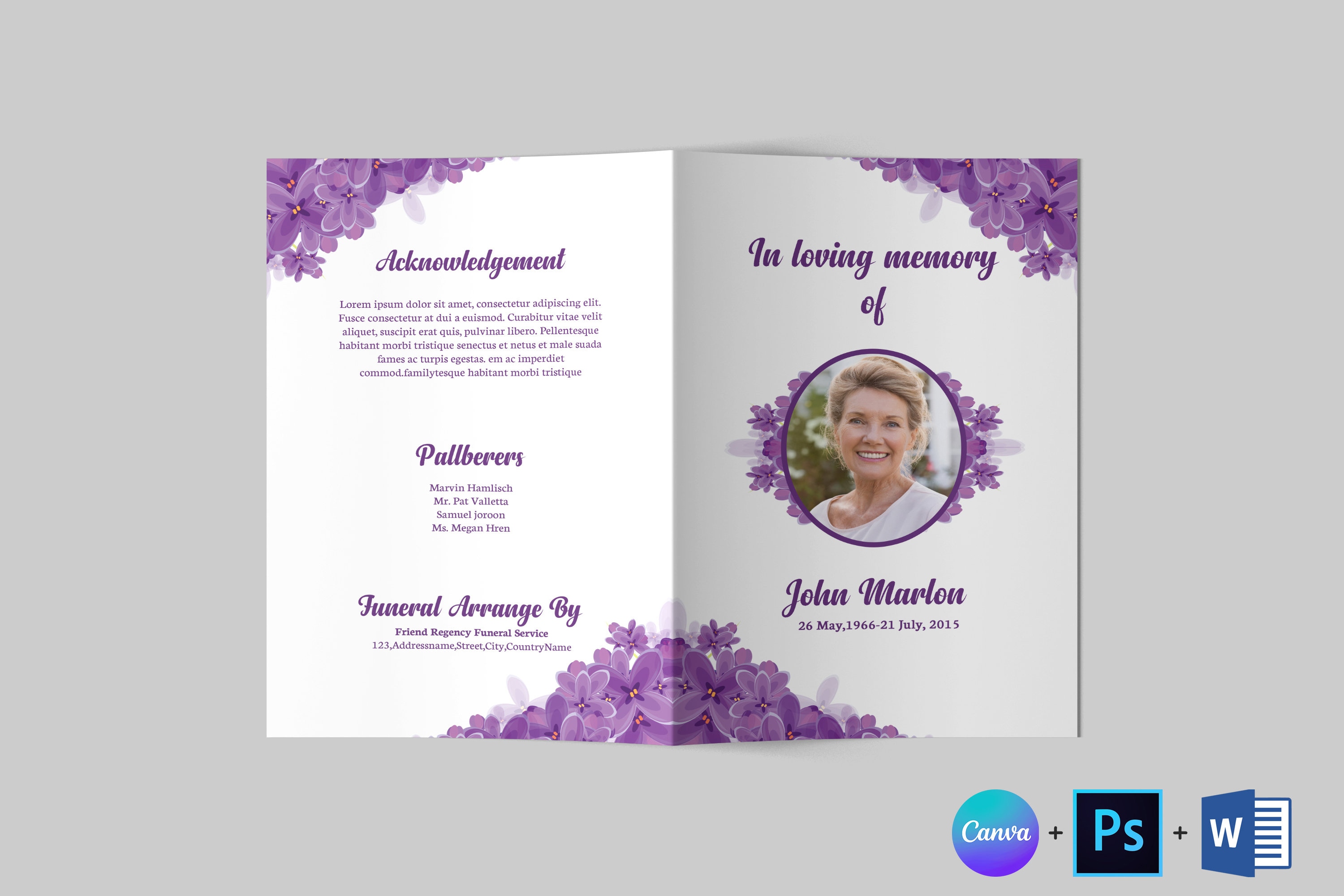 Modèle de programme funéraire | Word de modèle de programme funéraire ...