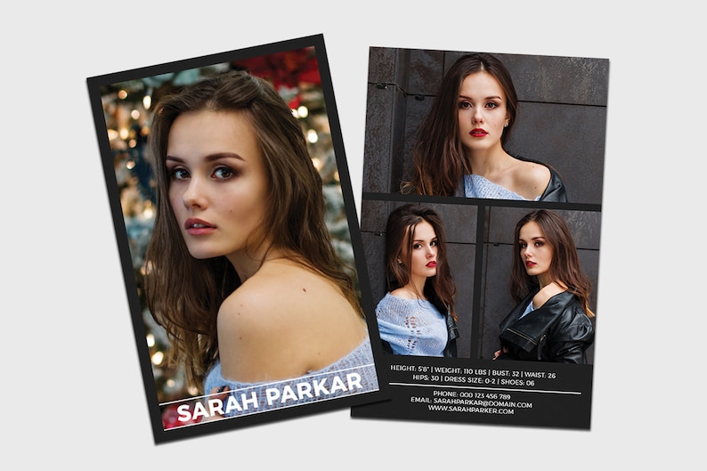 Modeling Comp Card Model Agency Zed Card Photoshop - Etsy