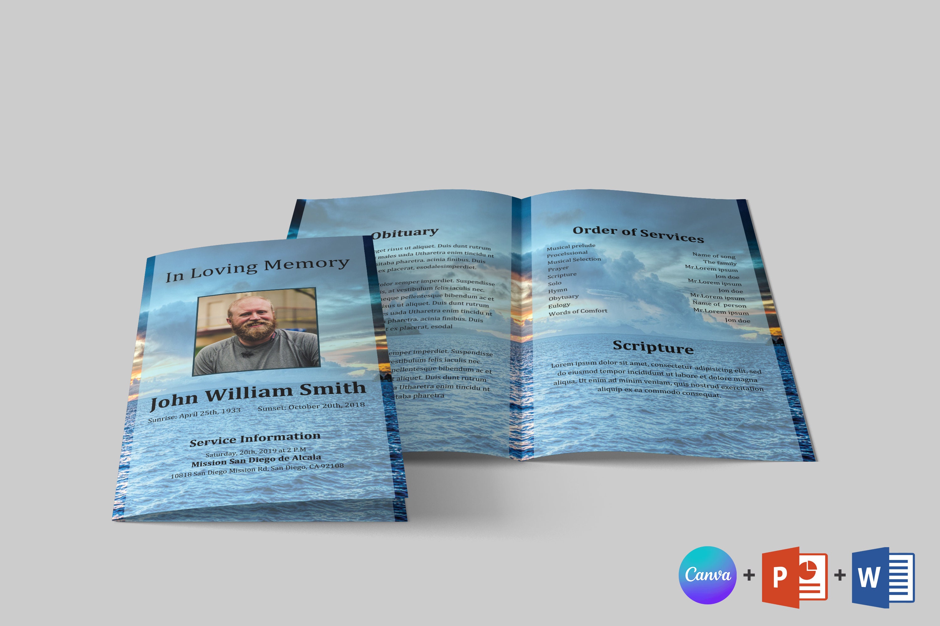 Sunset Funeral Program Template Funeral Program Template - Etsy Canada