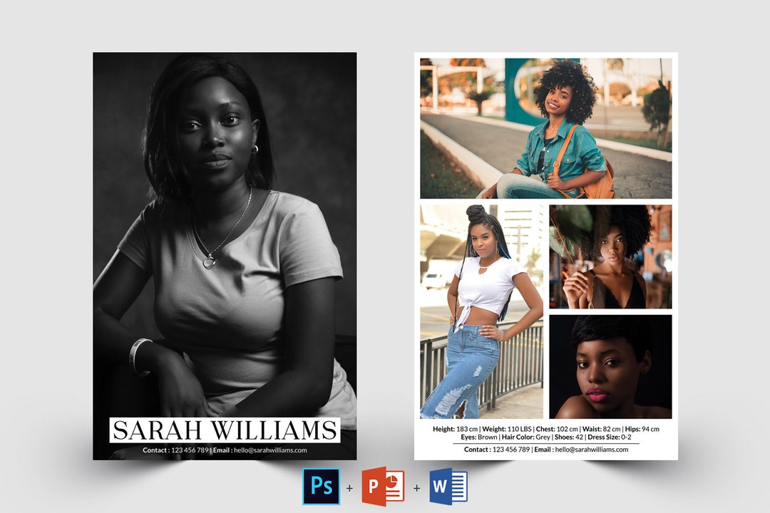 Modeling Comp Card Template | Model Agency Zed Card | Photoshop, MS ...