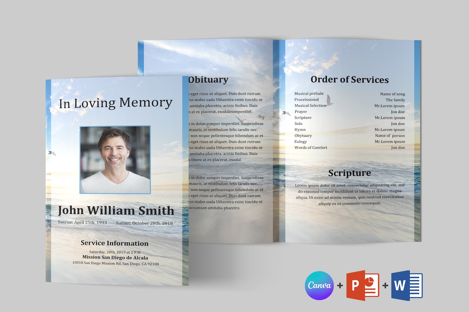 Ocean Funeral Program Template Funeral Program Template Word - Etsy