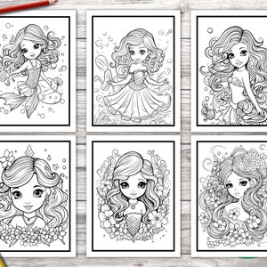 50 Cute Mermaid Coloring Book for Kids and Adults Mermaids Coloring ...