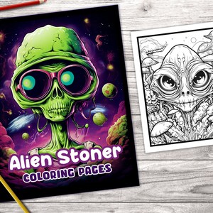 50 Alien Stoner Coloring Book for Kids and Adults Cute Alien Coloring ...