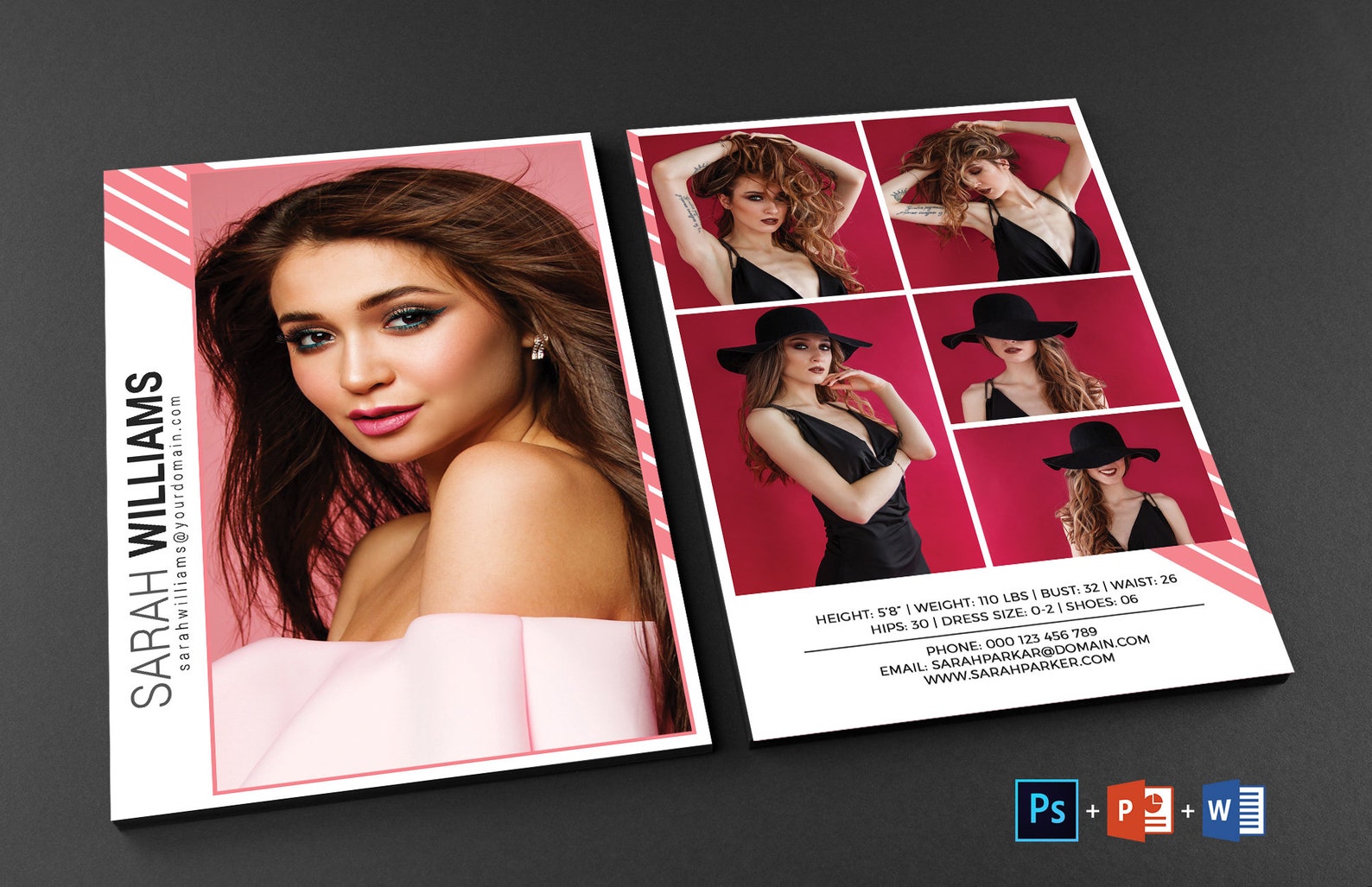 Modeling Comp Card Model Agency Zed Card Photoshop MS - Etsy