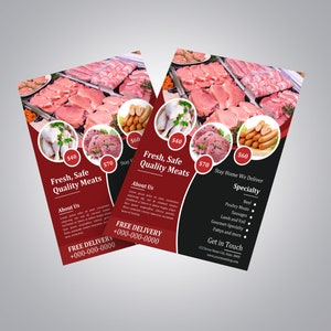 Meat Shop Flyer Template: Butcher Design (canva & Photoshop) - Etsy