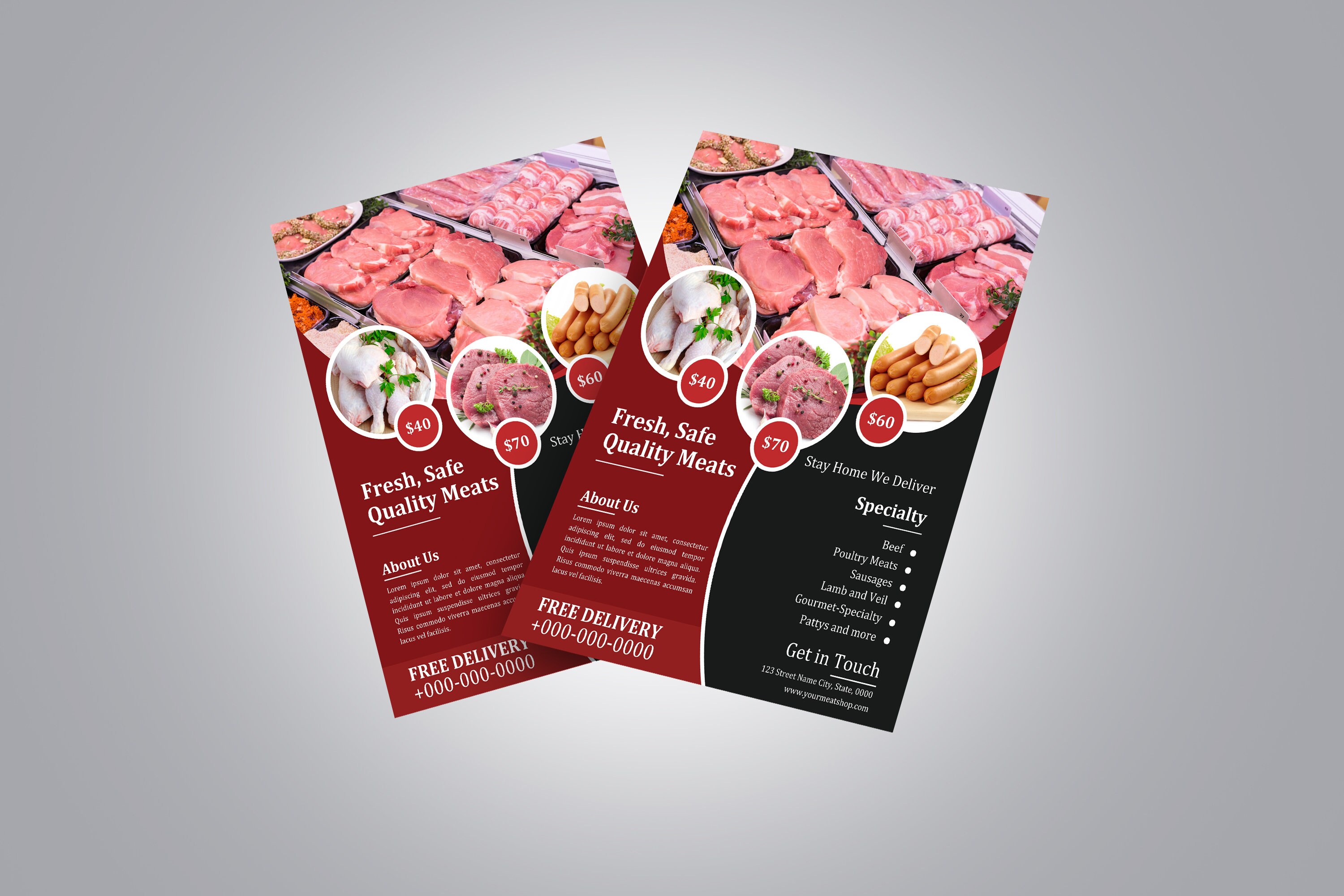 Meat Shop Flyer Template: Butcher Design (canva & Photoshop) - Etsy