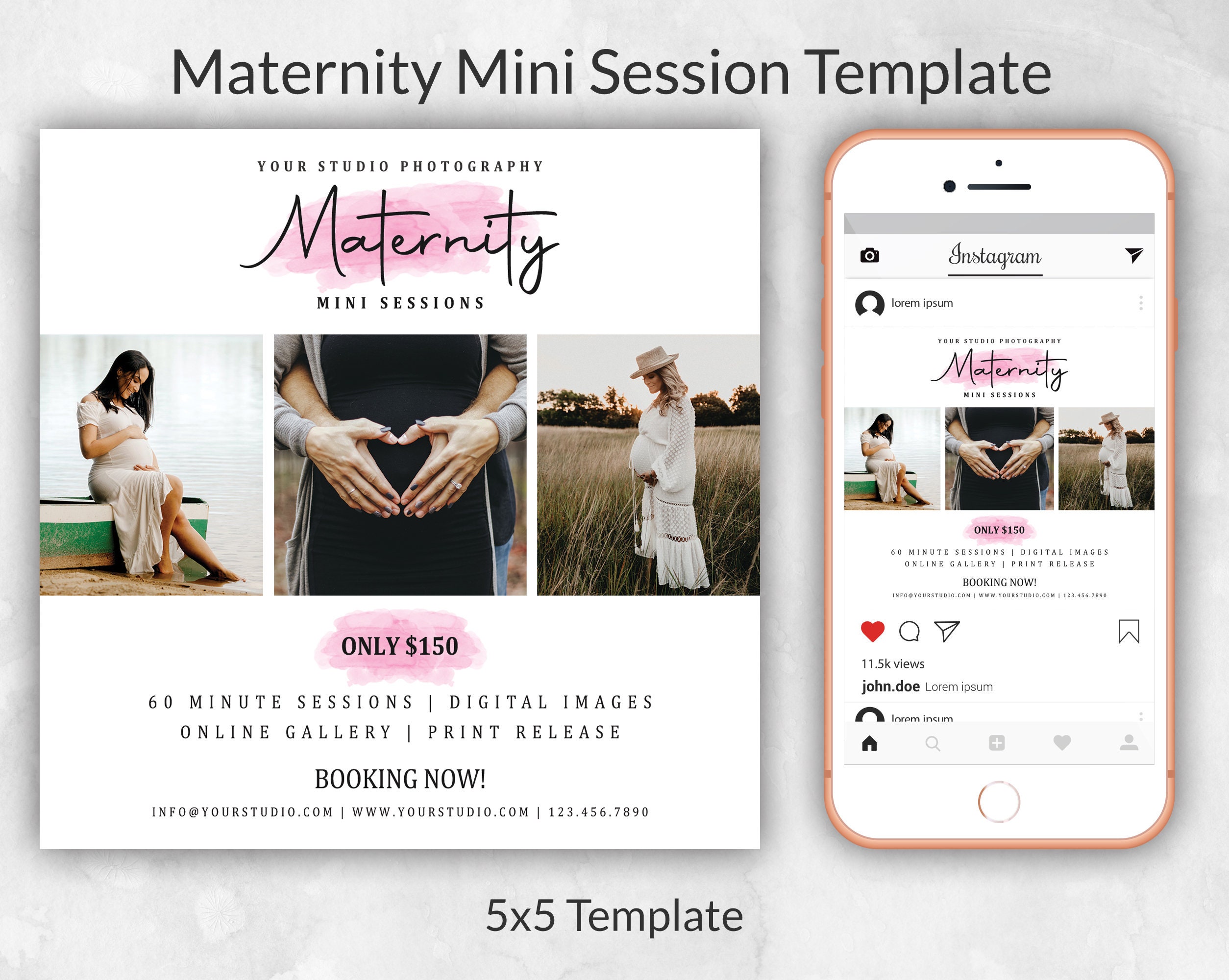 Maternity Mini Session Template Baby Bump Marketing Board Maternity ...