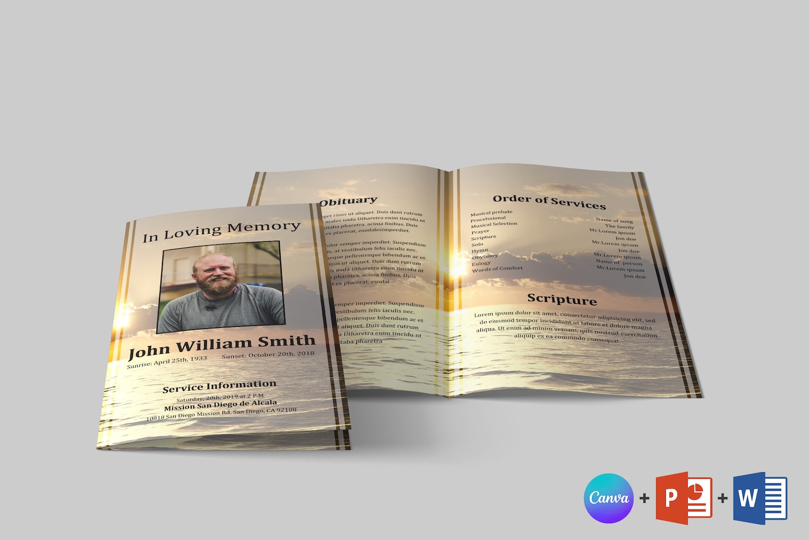 Sunset Funeral Program Template Funeral Program Template - Etsy