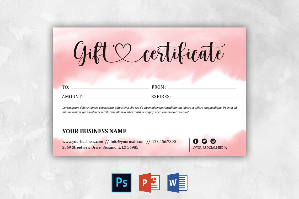 Gift Certificate Template Gift Voucher Template Gift | Etsy