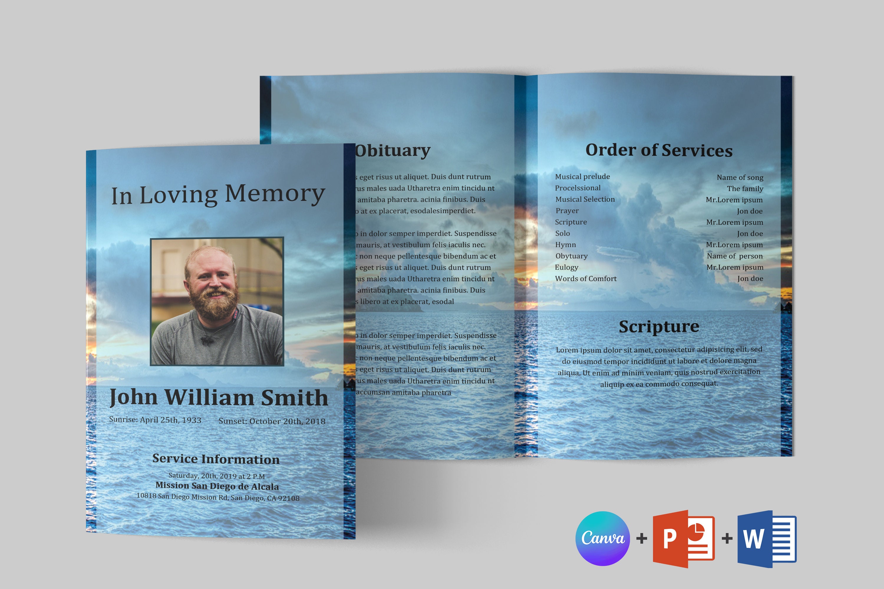 Sunset Funeral Program Template Funeral Program Template - Etsy Canada