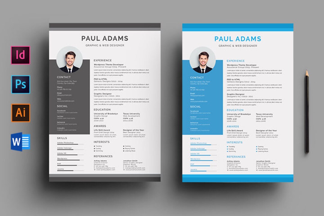 Clean Resume and Cover Letter | Instant Download | Resume Template Word ...