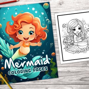 50 Cute Mermaid Coloring Book for Kids and Adults Mermaids Coloring ...