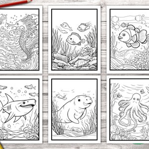 50 Cute Sea Creatures Coloring Book for Kids and Adults Sea Animal ...