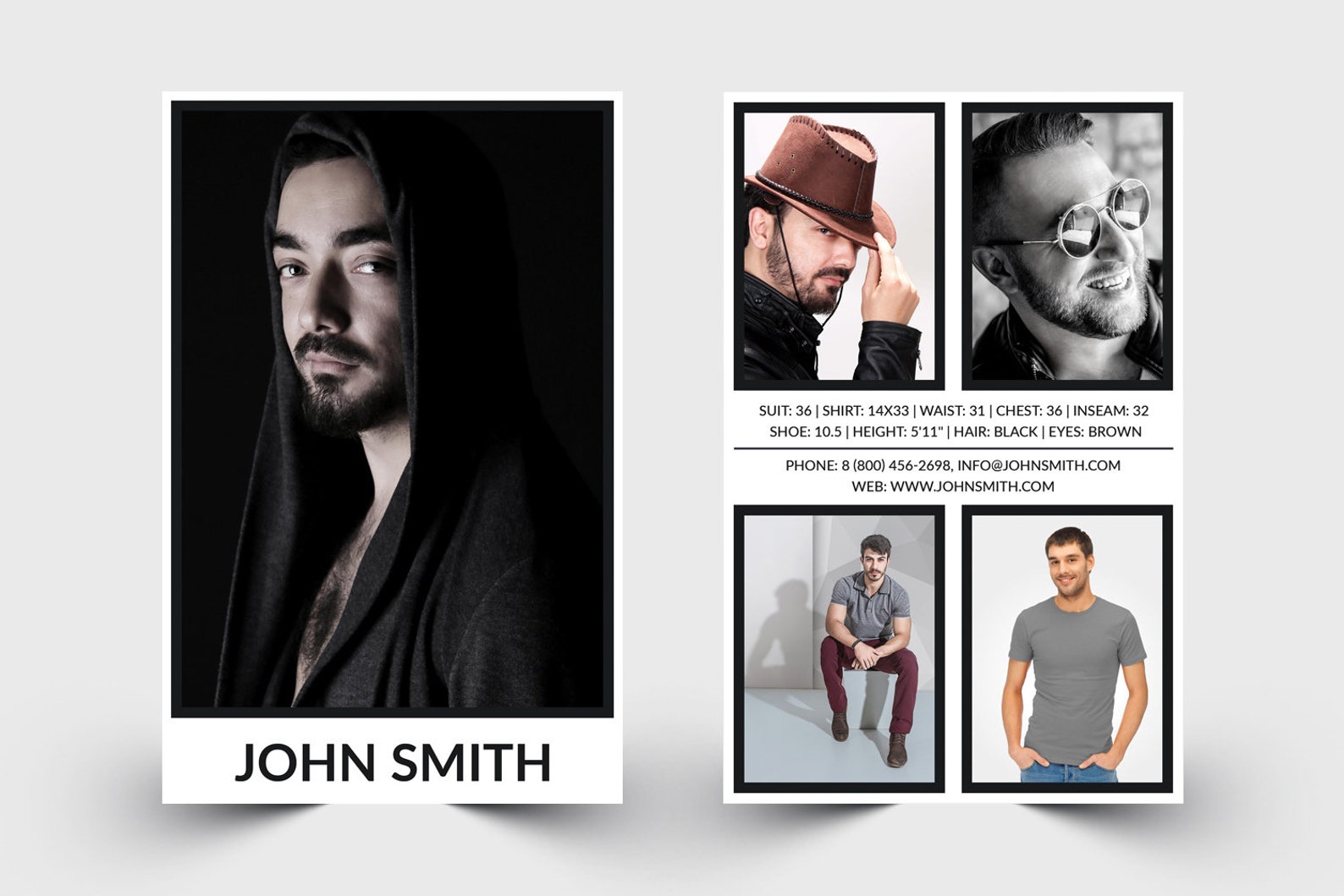 Modeling Comp Card Model Agency Zed Card Photoshop & MS - Etsy