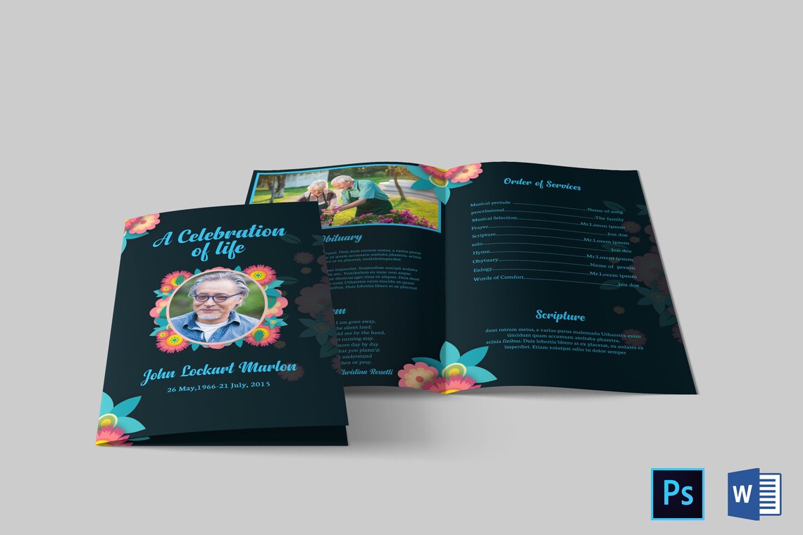 Funeral Program Template Funeral Program Template Word | Etsy