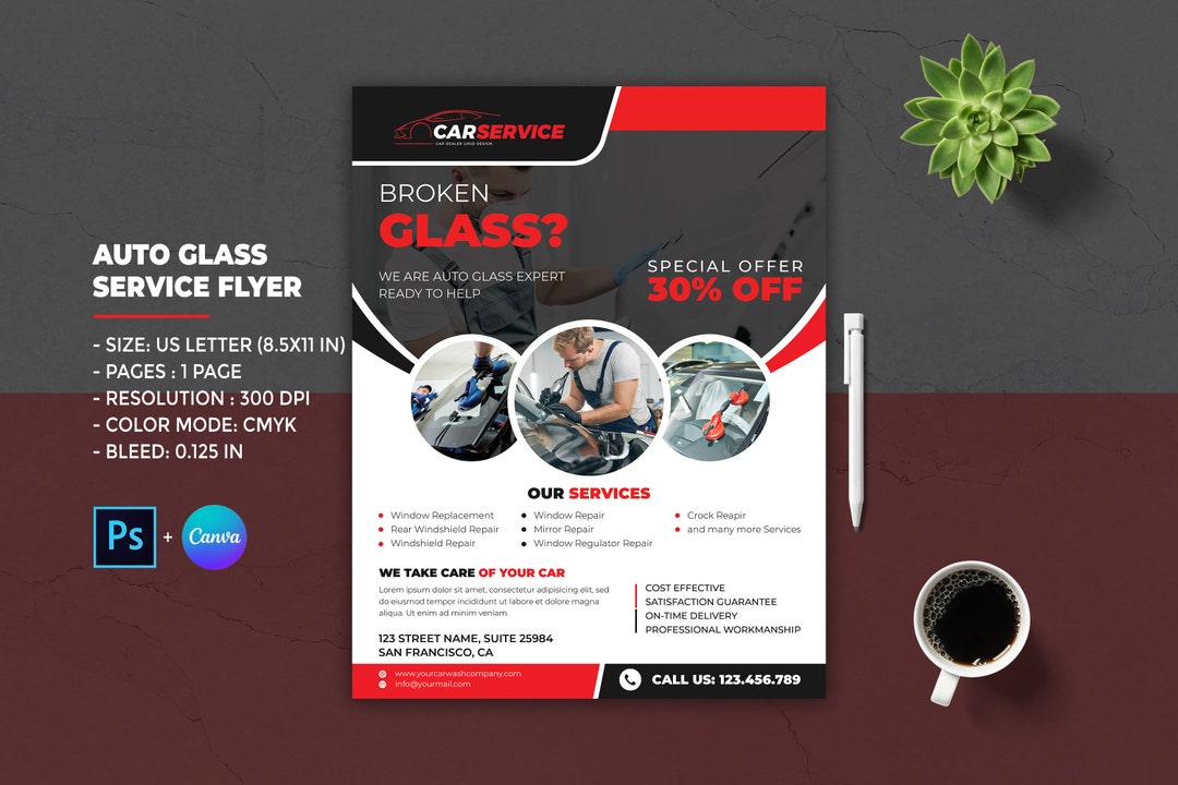 Auto Glass Service Flyer Template | Car Repair Service Flyer | Auto ...