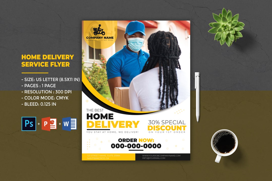 Home Delivery Service Flyer Template (PSD & MS Word) - Etsy
