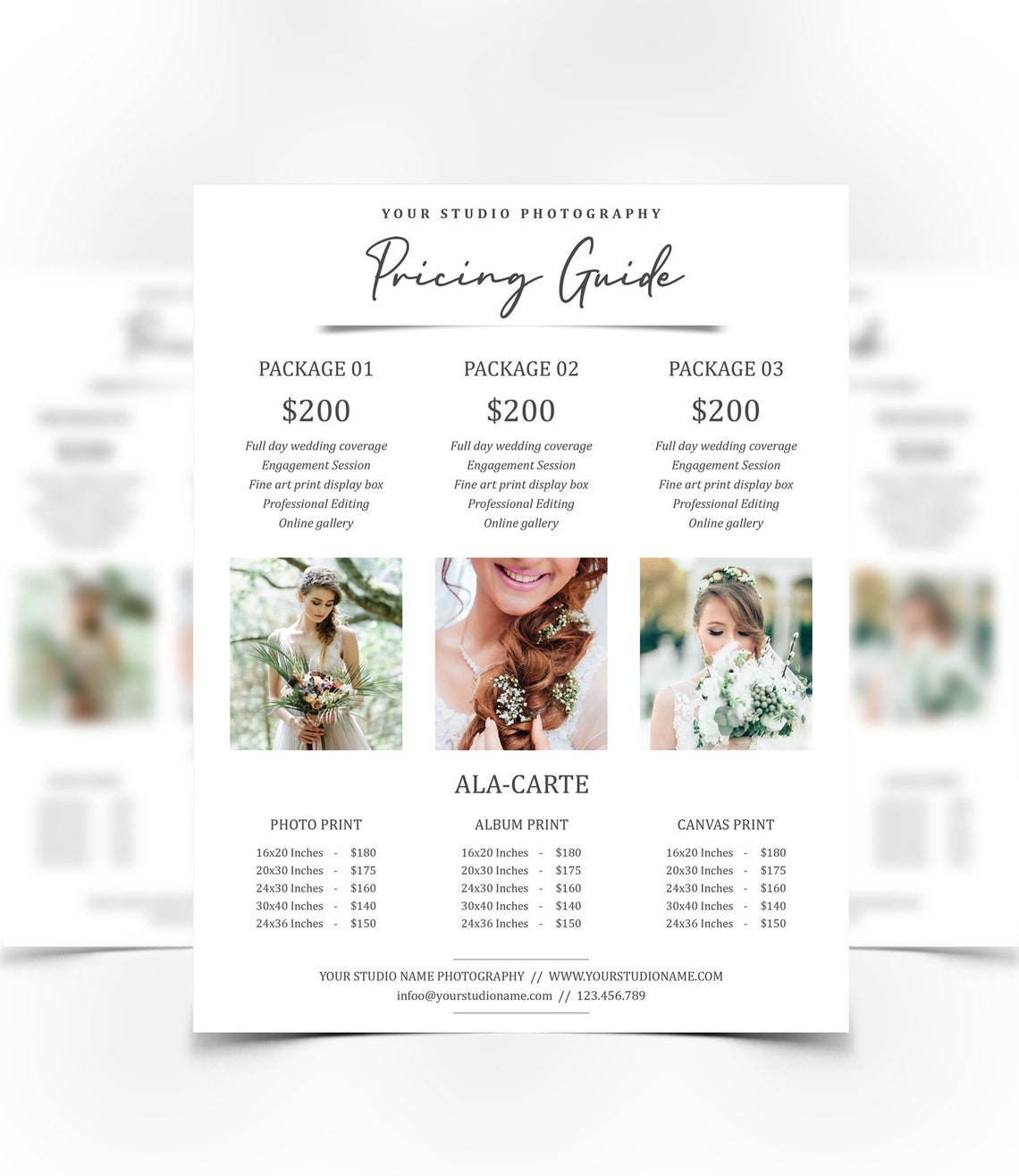 Photography Pricing Template Photography Price List Template | Etsy