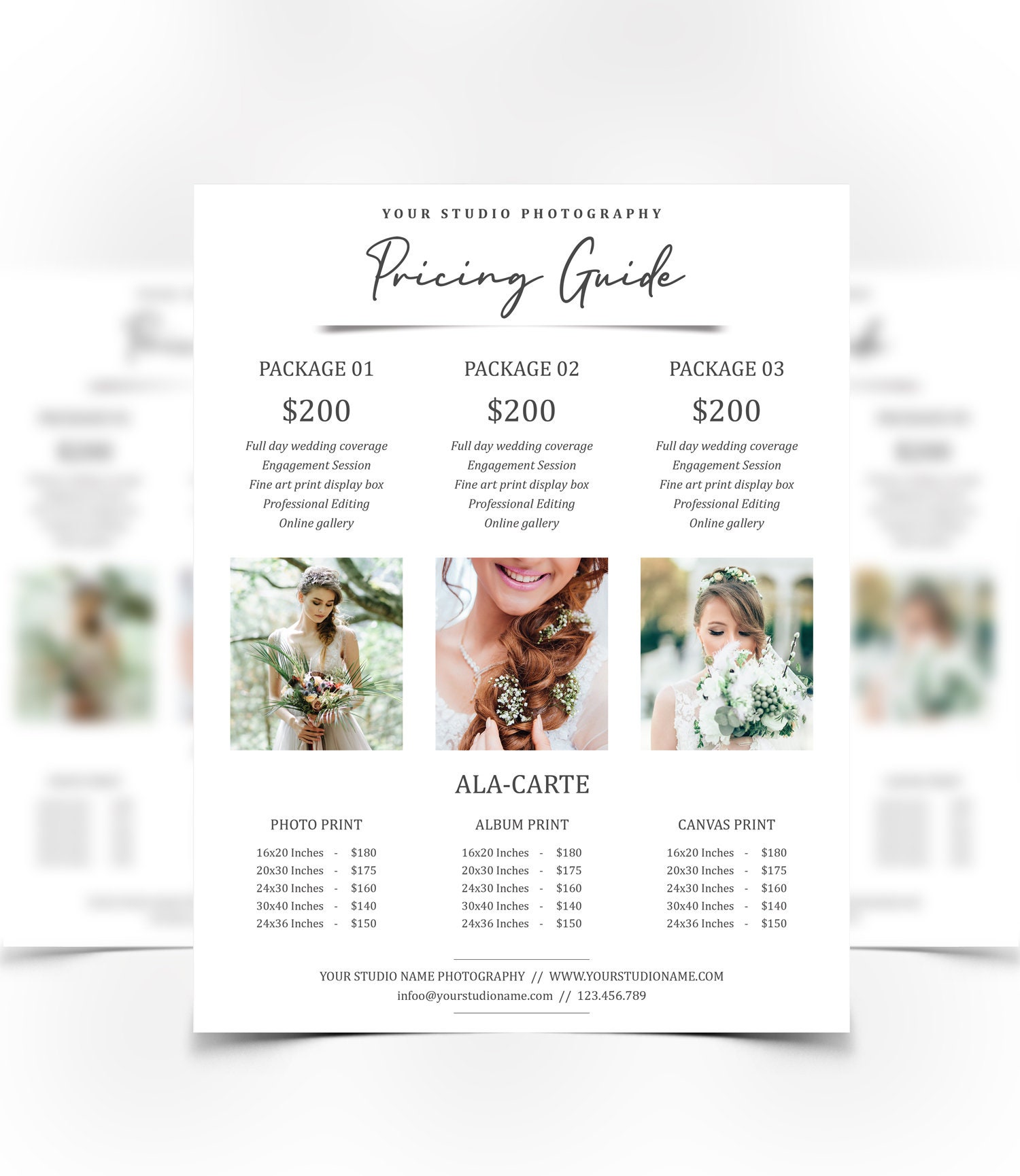 Photography Pricing Template Photography price list template | Etsy